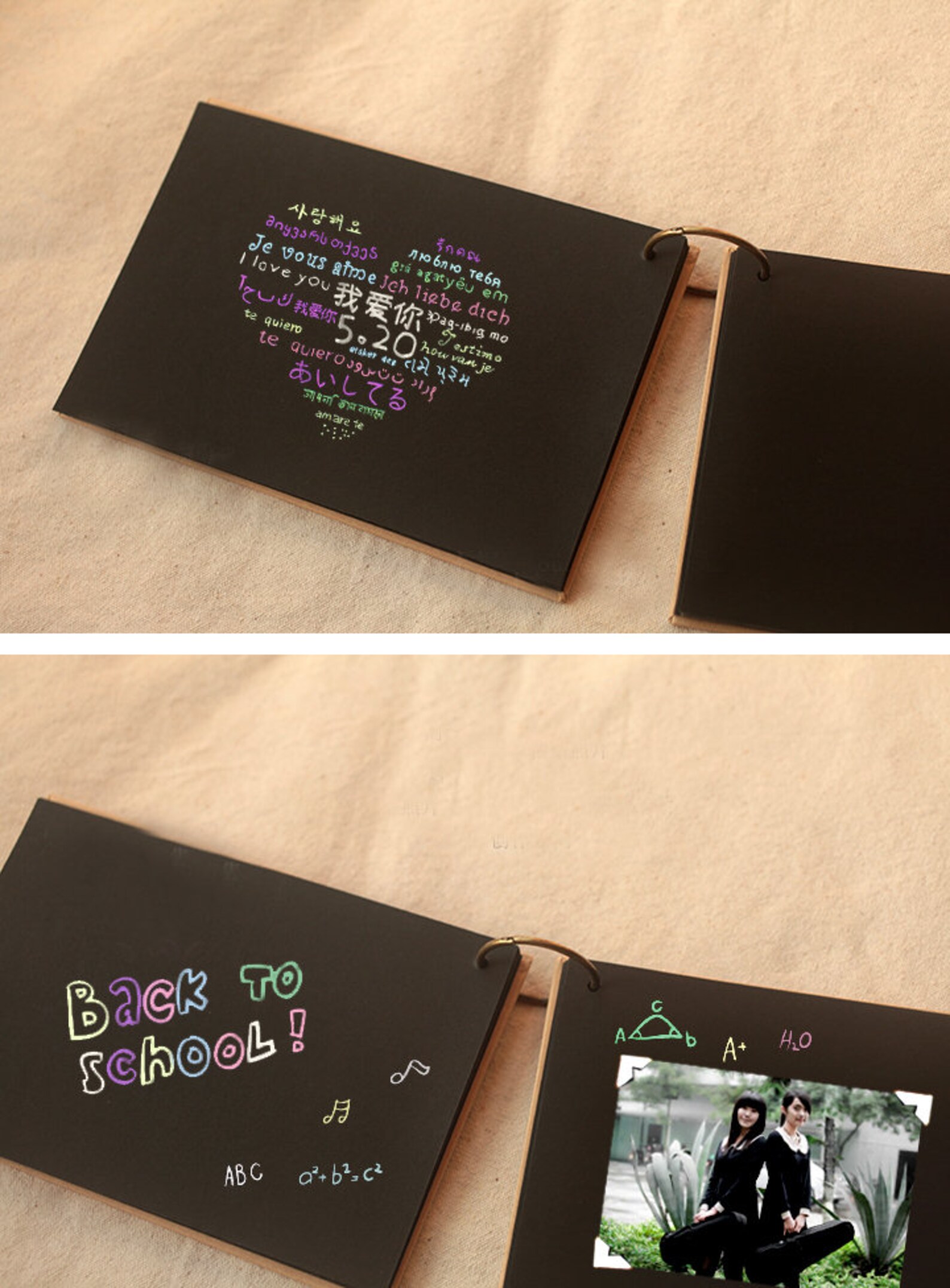 Blank Ring Binder Kraft Scrapbook Album Leather Bound 66 Pages. Wedding ...