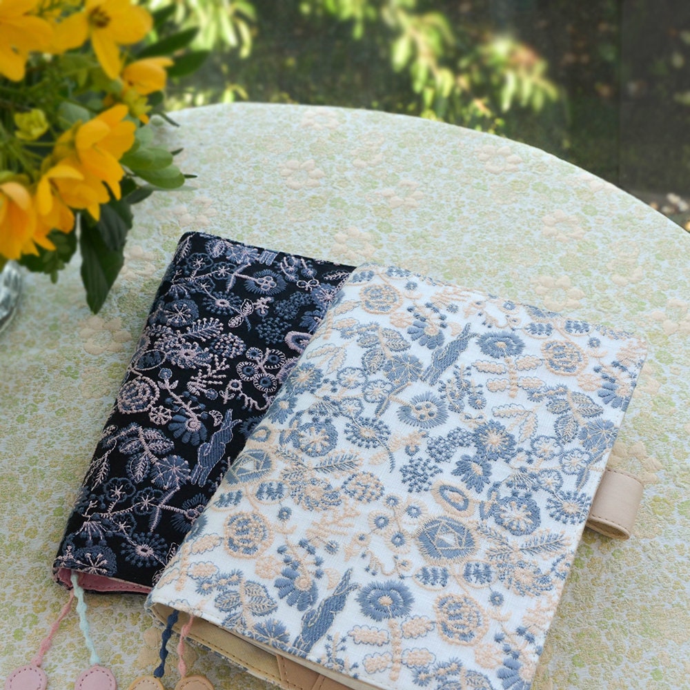 Embroidered Floral Notebook Cover Flower Blossom Handmade - Etsy
