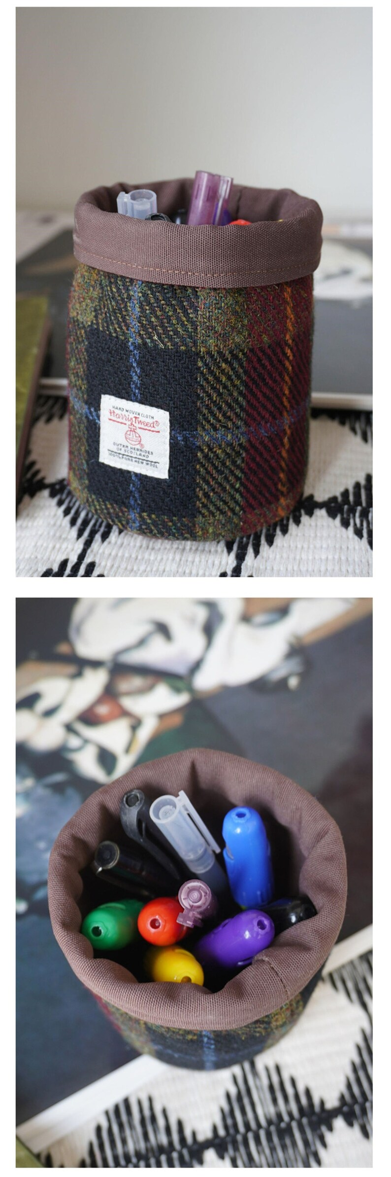 Woolen Tweed Pen Holder Vantage Wool Storage Box Multi-functional ...