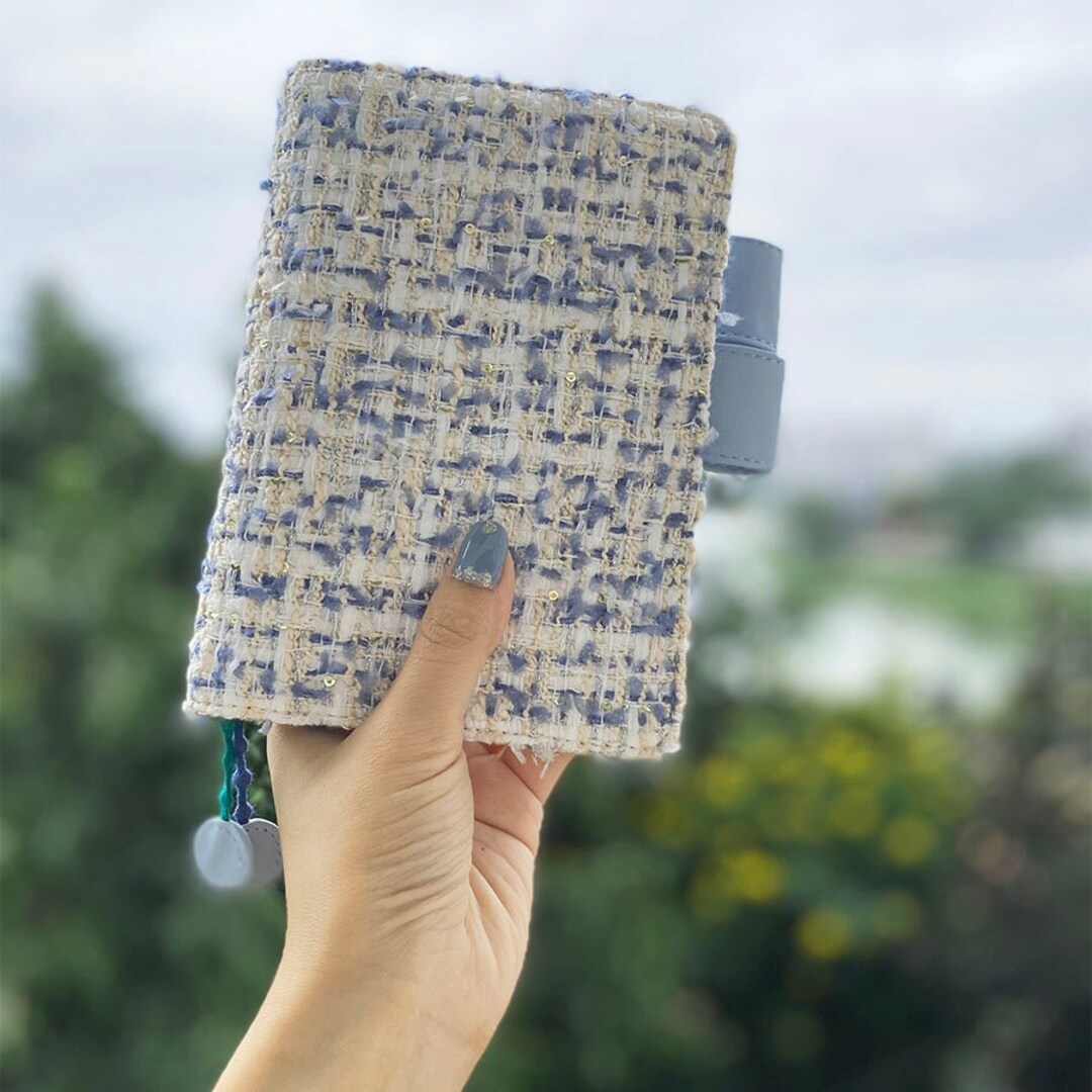 Blue Woolen Fabric Notebook Cover Handmade Textile Art Wool Journal ...