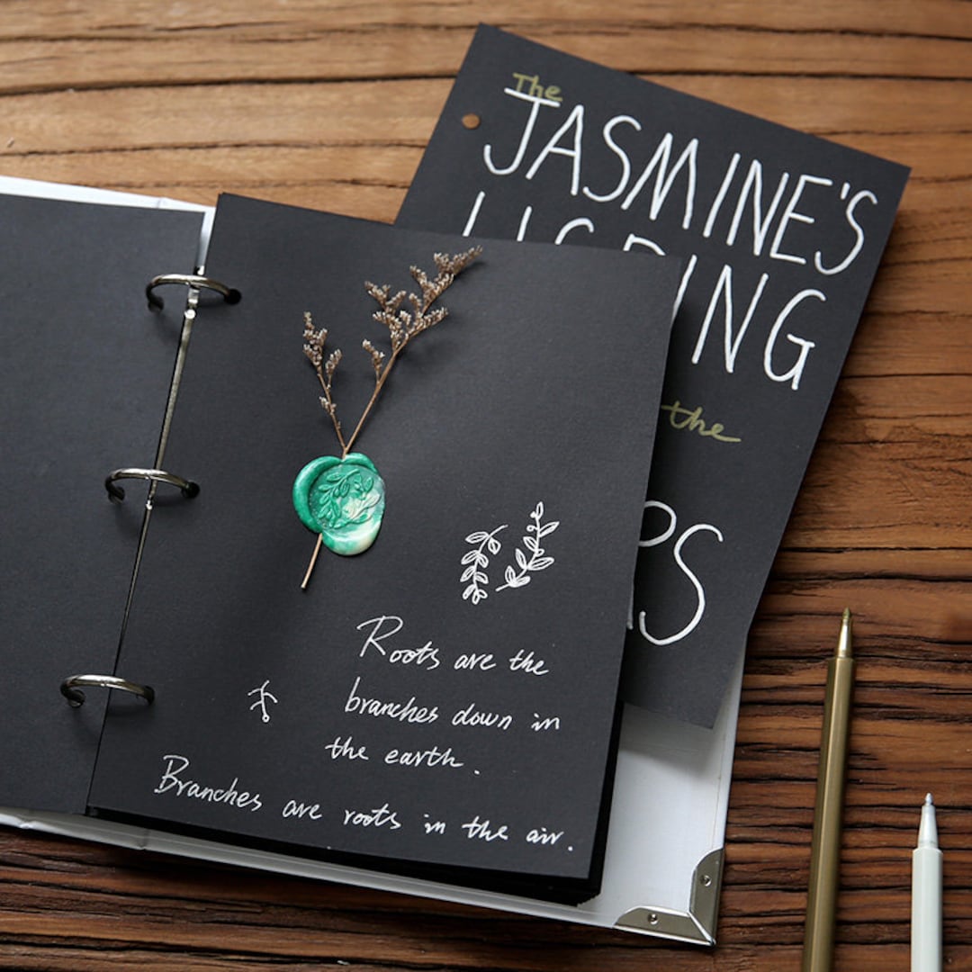 100 Pages Kraft White Blue Cover Loose-leaf Scrapbook Album, Memorybook ...