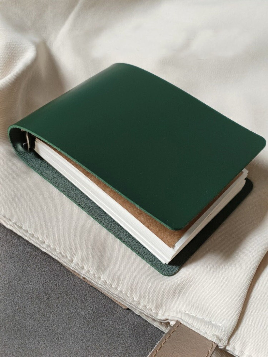 MINI Travel Watercolor Sketchbook Handmade Green Pink PU Leather ...