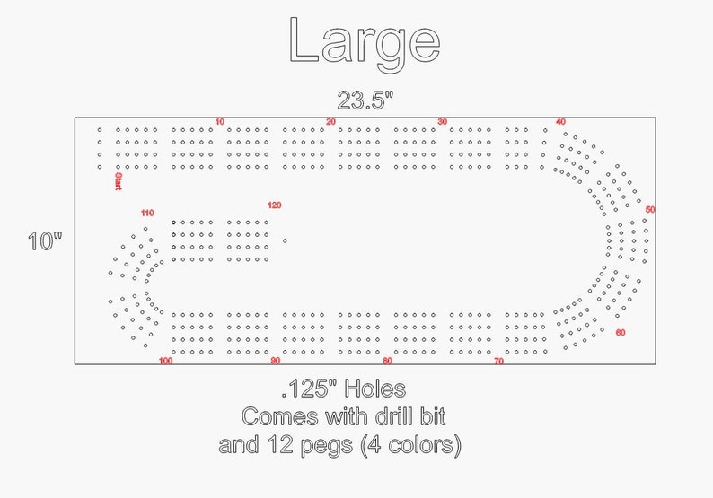 Cribbage Board Template Acrylic, Laser-cut With Drill Bit and 12 Metal ...