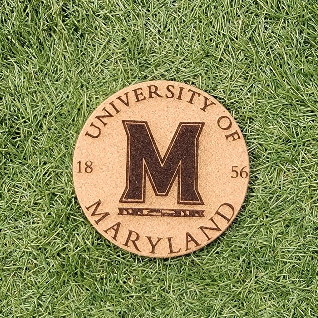 University of Maryland UMD Cork Coasters, Laser Engraved, Custom, Man ...