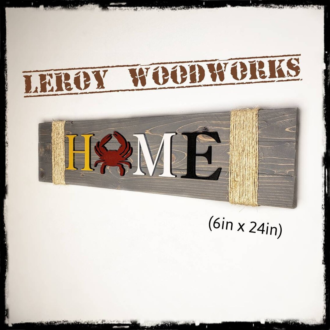 Home Sign - Crab Design - Maryland Flag Colors - Wooden Sign - 3D ...