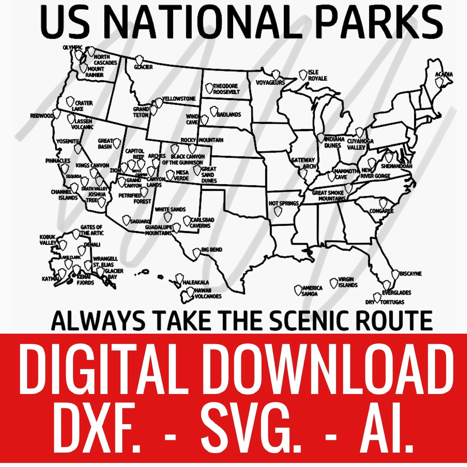 United States National Parks Map, Tracking Travel Map, Printable State ...