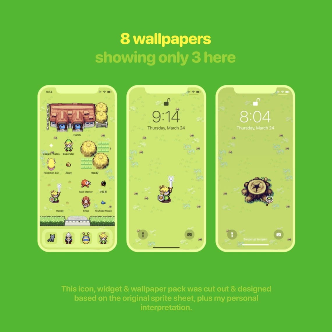 Zelda Minish Cap iPhone Icon Pack: Pixel Game Ios Theme (digital ...