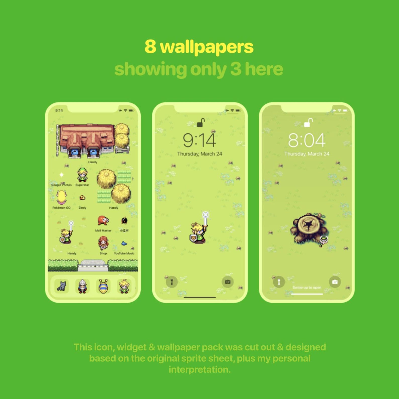 Zelda Minish Cap iPhone Icon Pack: Pixel Game Ios Theme (digital ...