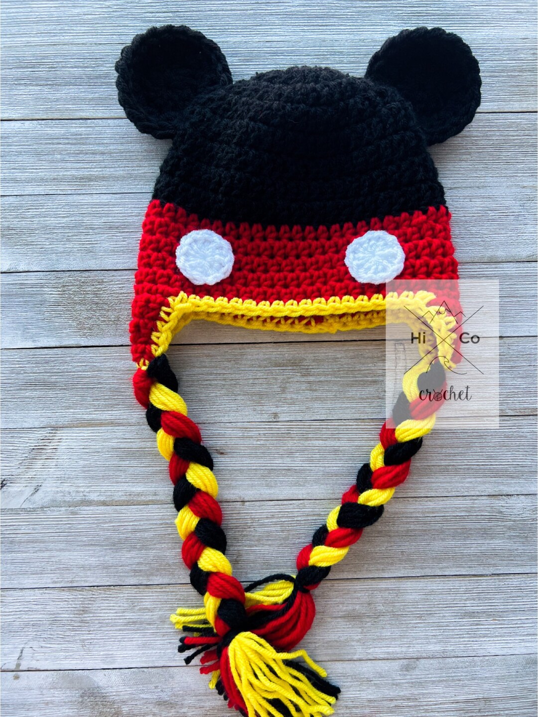 Mickey Mouse Beanie, Mickey Beanie,crochet Mickey Beanie, Mouse Ear ...