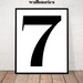 Number Seven Print, Number 7, 7 Print, Number 7 Art, Printable Number ...