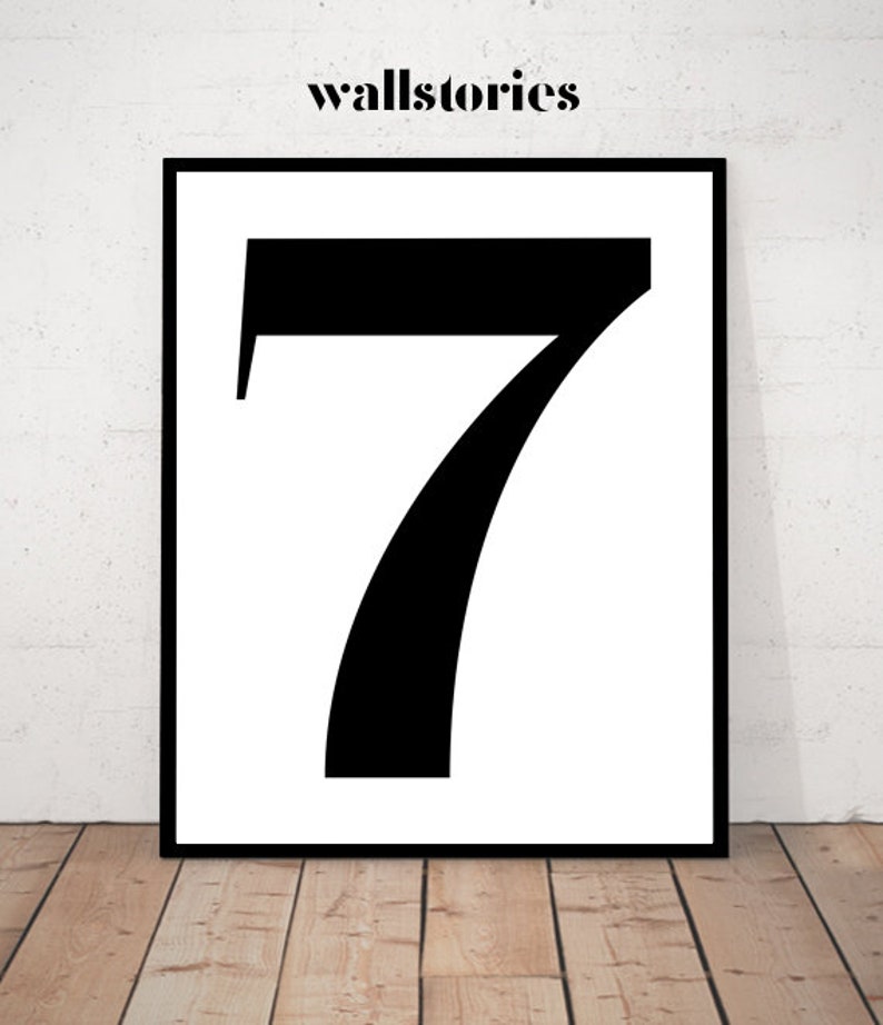 Number Seven Print, Number 7, 7 Print, Number 7 Art, Printable Number ...
