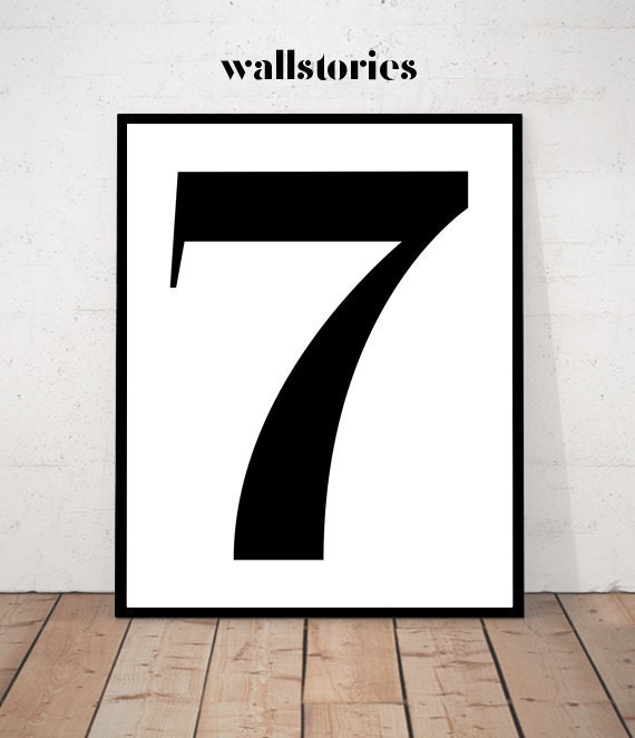Number Seven Print, Number 7, 7 Print, Number 7 Art, Printable Number ...