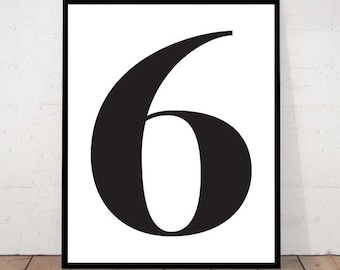 Number Six Sign Number Sign Print Number Printable Family | Etsy