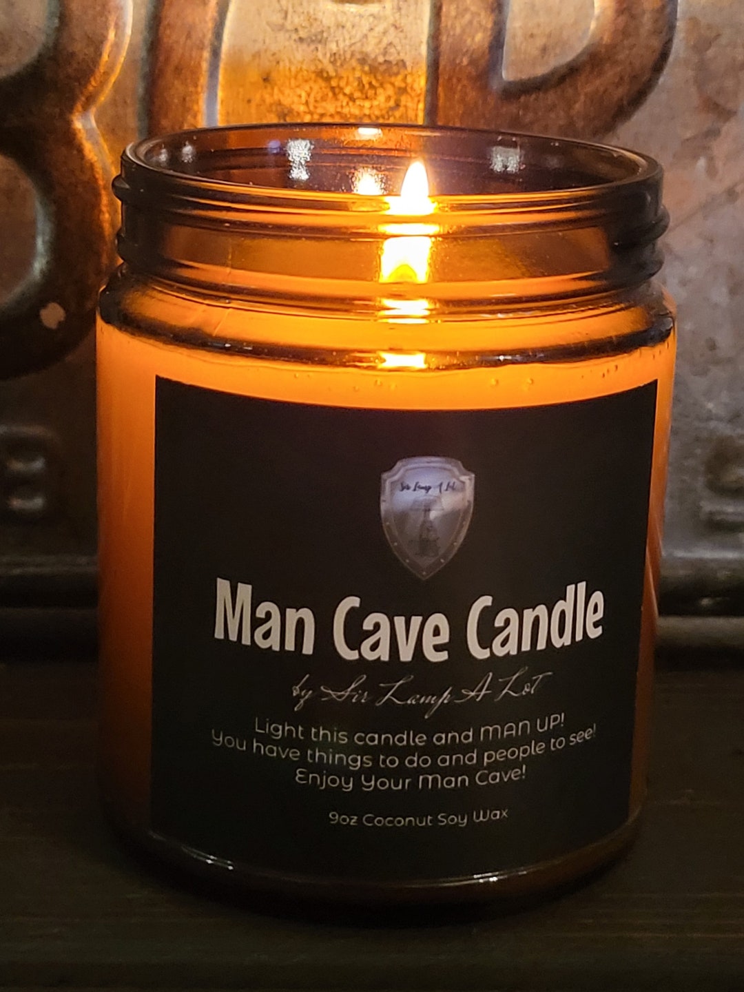 Man Cave Candle Amber Jar 9oz - Etsy