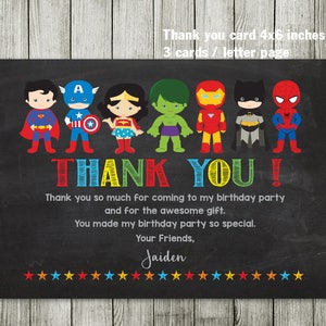 DIY Superhero Thank You Card Folded Card Blank Inside | Etsy