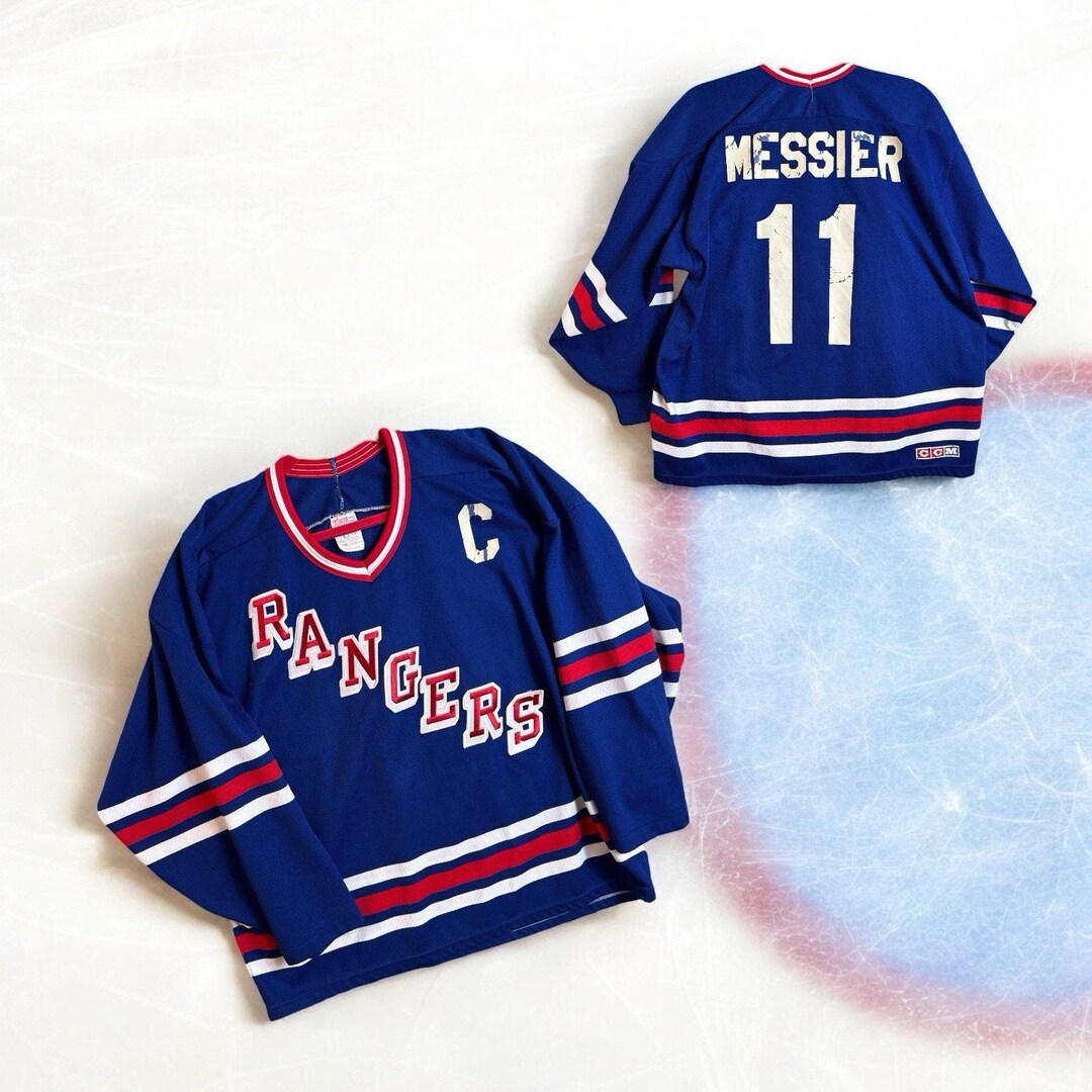 Vintage Mark Messier New York Rangers Hockey Jersey NHL CCM 90s Blue ...