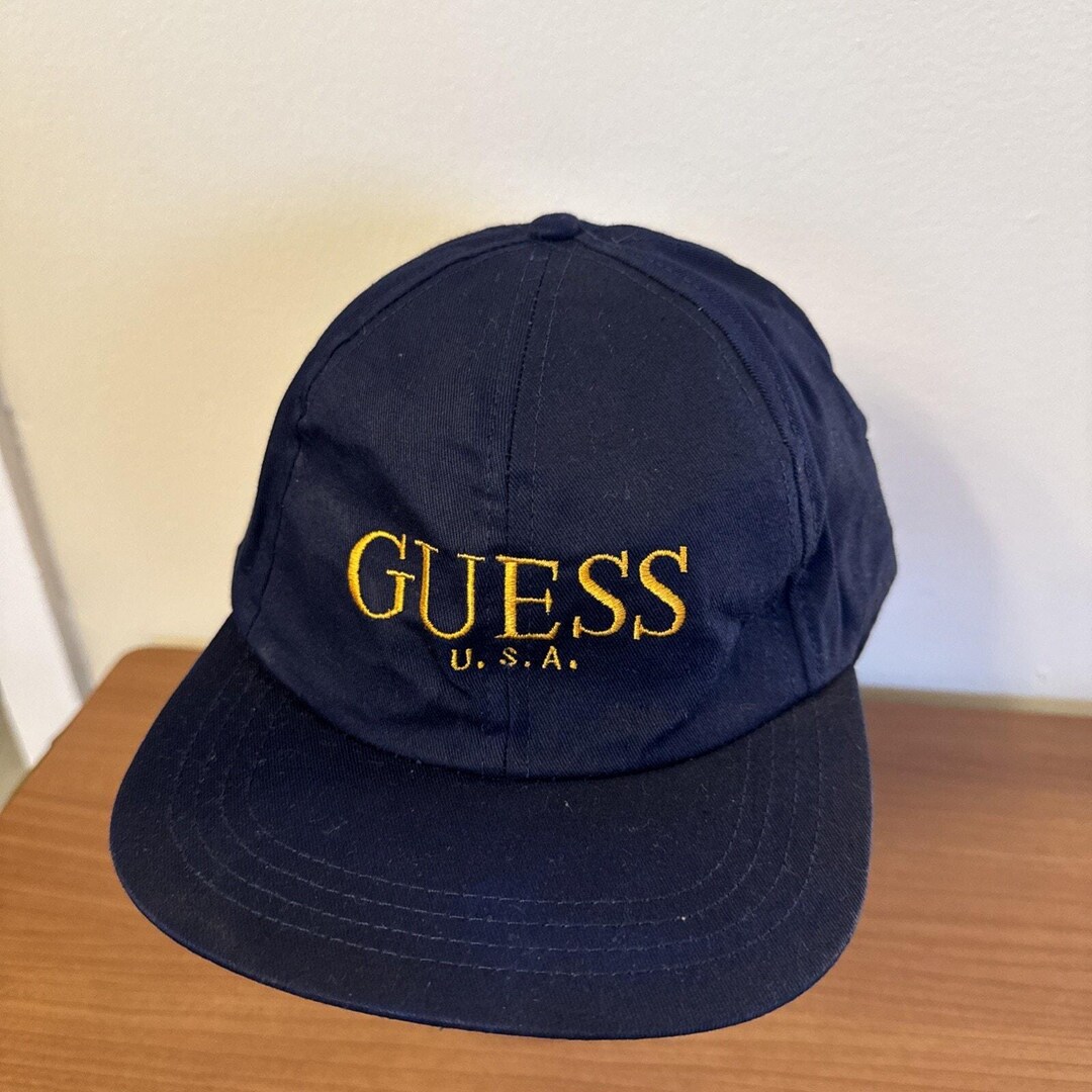Vintage Guess U.S.A Snapback Hat Cap Blue Gold Adjustable 90s Jeans - Etsy