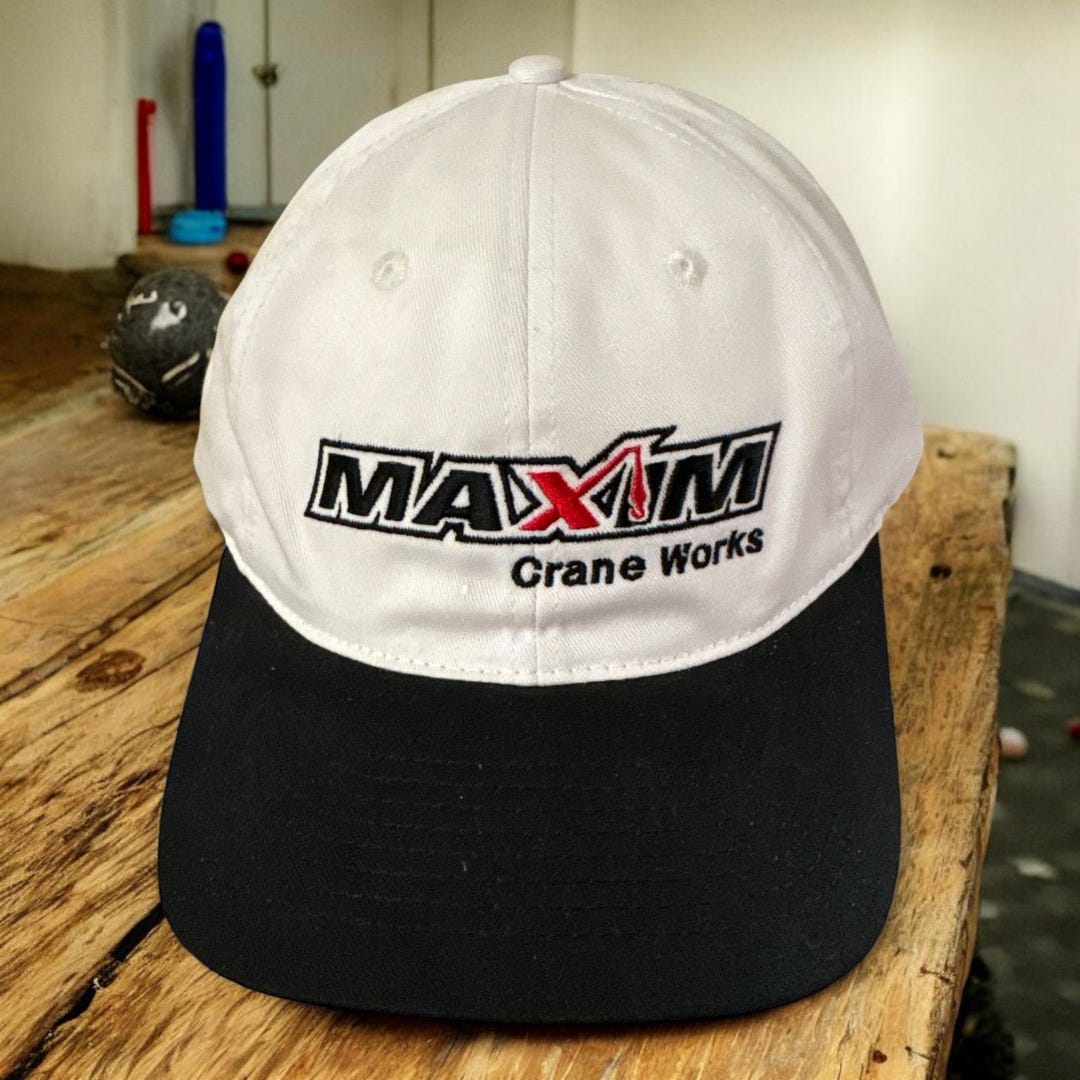 Vintage Maxim Crane Works Snapback Hat Cap Construction White Black - Etsy