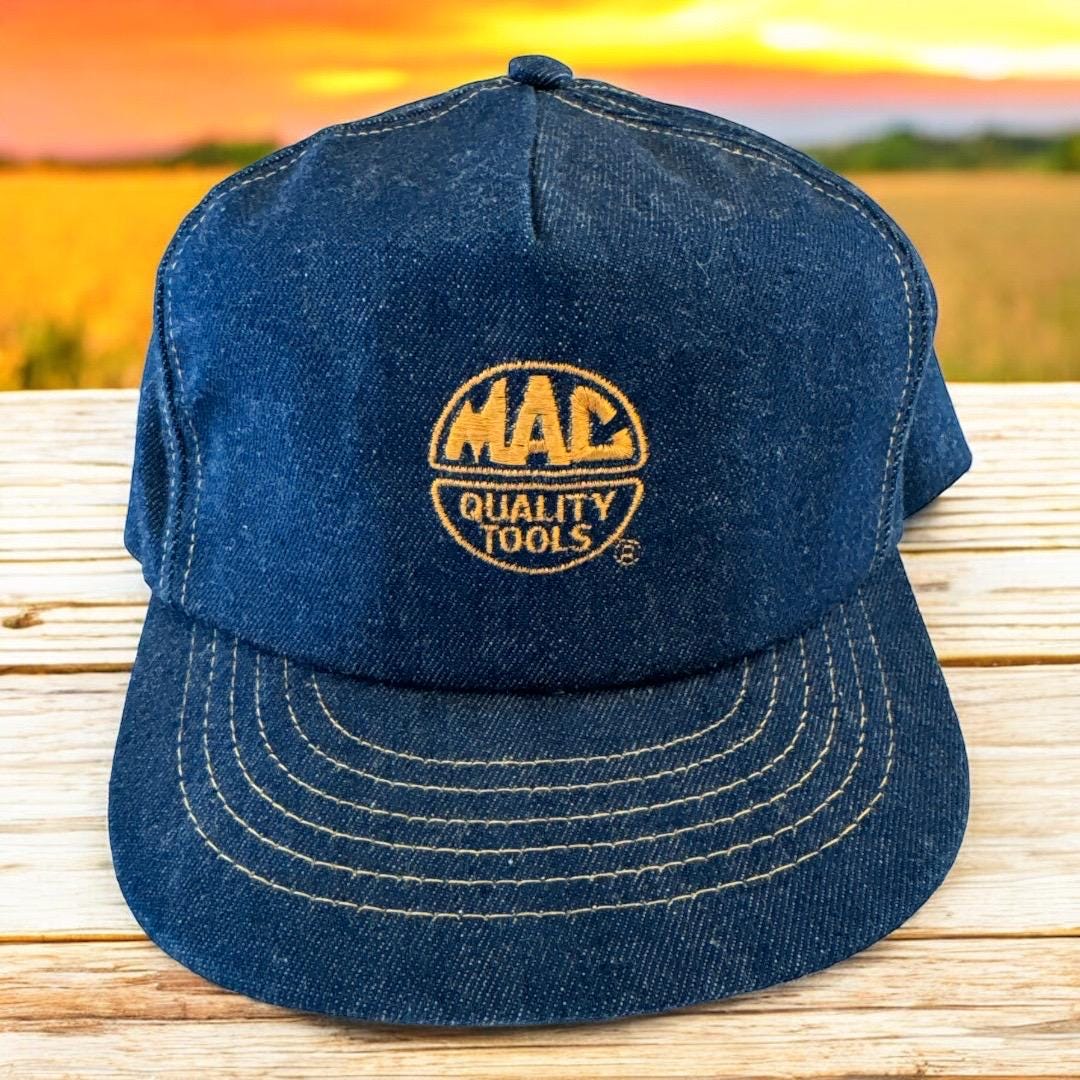 Vintage Mac Tools Denim Snapback Hat 80s Swingster Plain Logo ...