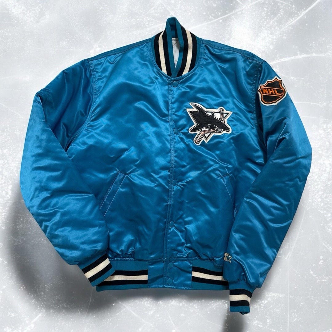 Vintage San Jose Sharks Satin Jacket NHL Hockey 90s Center Ice Starter ...