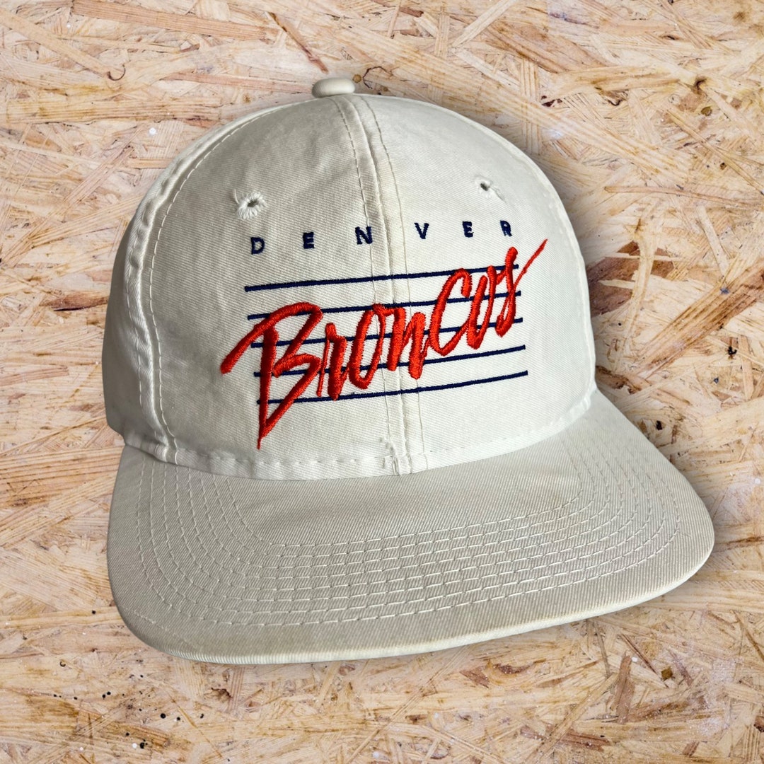 Vintage Denver Broncos Bar Script Snapback Hat Adjustable NFL Football ...