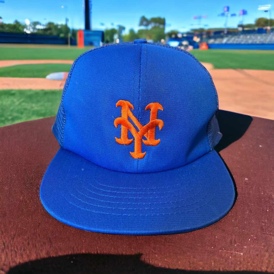 Vintage New York Mets Plain Logo Snapback Hat Adjustable Meshback ...