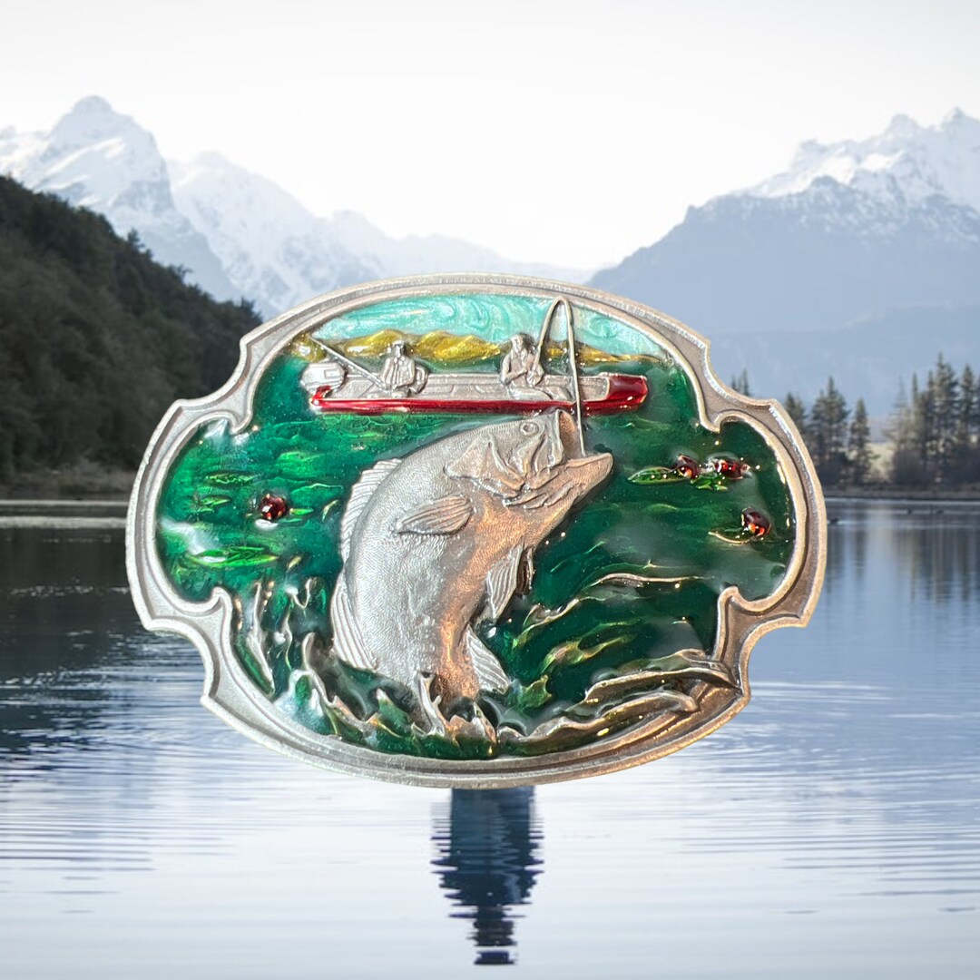 Vintage Bass Fishing Belt Buckle Outdoors Boating Angler Williams ...