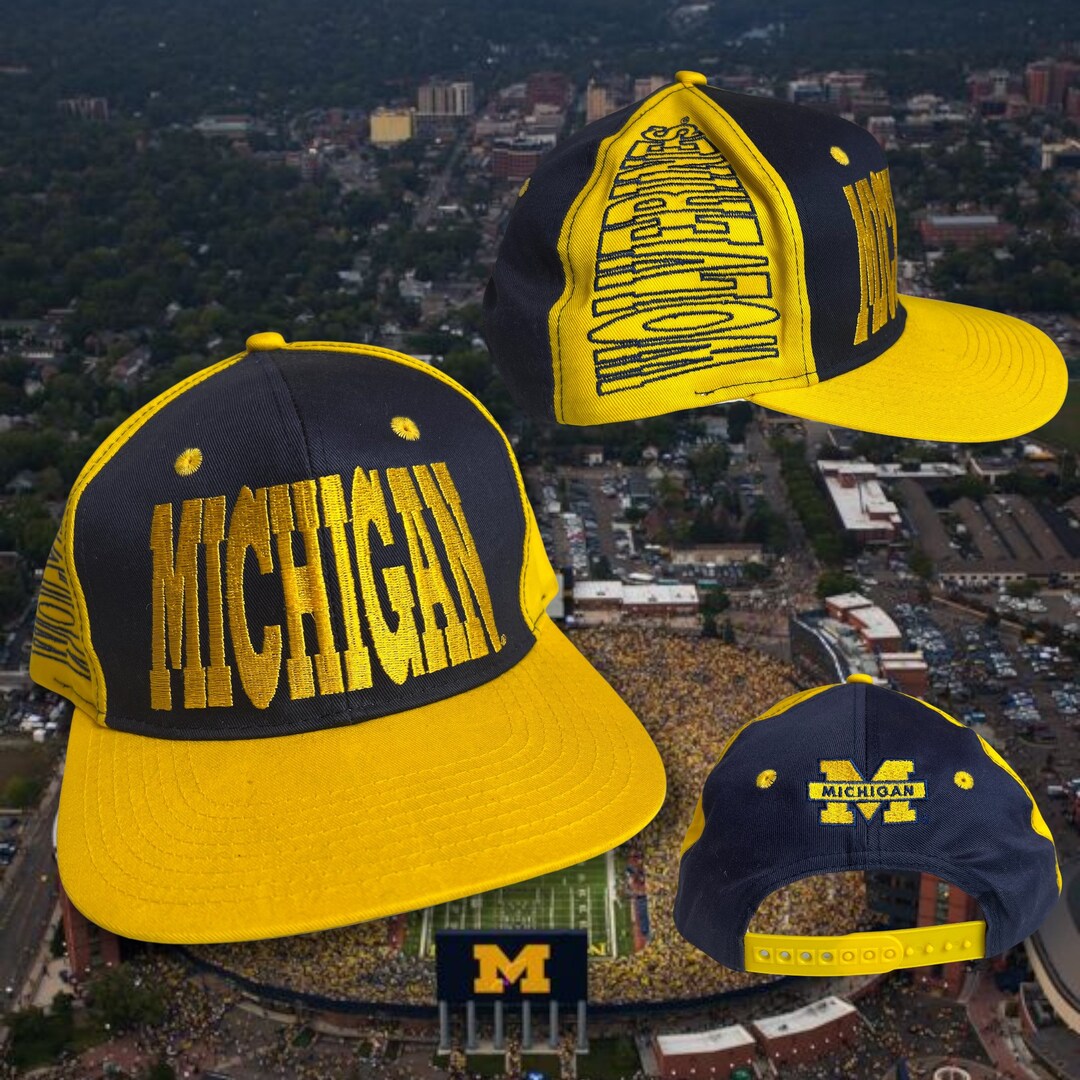 Vintage University of Michigan Wolverines Snapback Hat Adjustable 90s ...