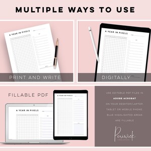 A Year in Pixels Printable Yearly Mood Tracker, Year in Pixels Planner ...