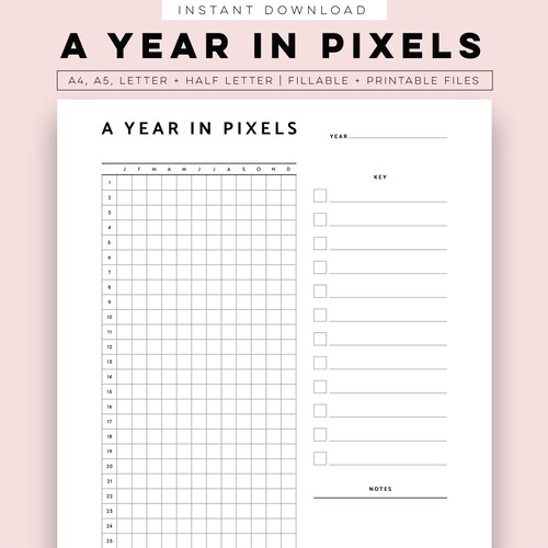 A Year in Pixels Printable Yearly Mood Tracker Year in Pixels - Etsy