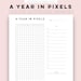 A Year in Pixels Printable Yearly Mood Tracker, Year in Pixels Planner ...
