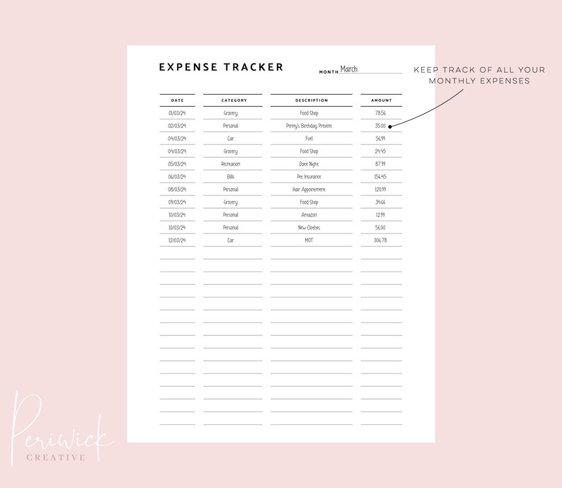 Expense Tracker Printable, Monthly Expenses Organiser Planner Inserts ...