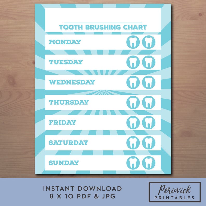 Tooth Brushing Chore Chart, Tooth Brushing Printable, Reward Chart ...