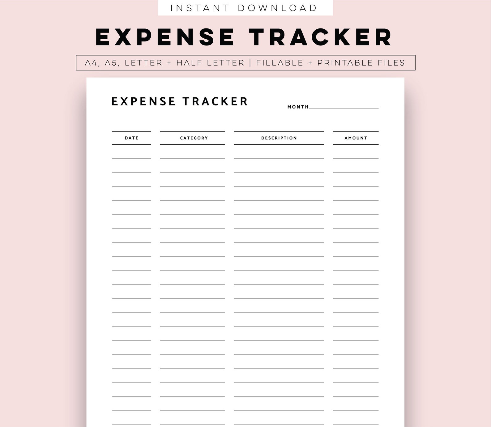 Expense Tracker Printable, Monthly Expenses Organiser Planner Inserts ...