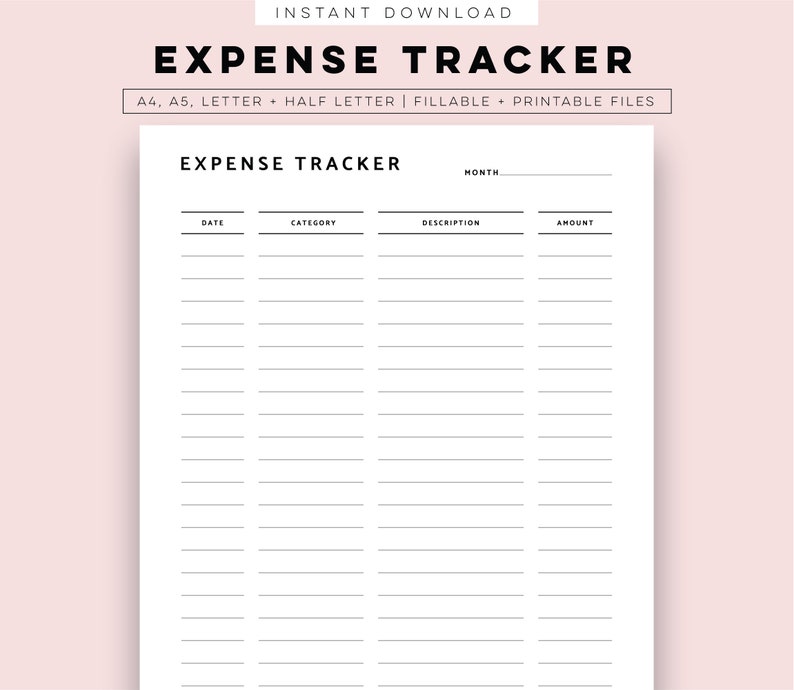 Expense Tracker Printable, Monthly Expenses Organiser Planner Inserts ...