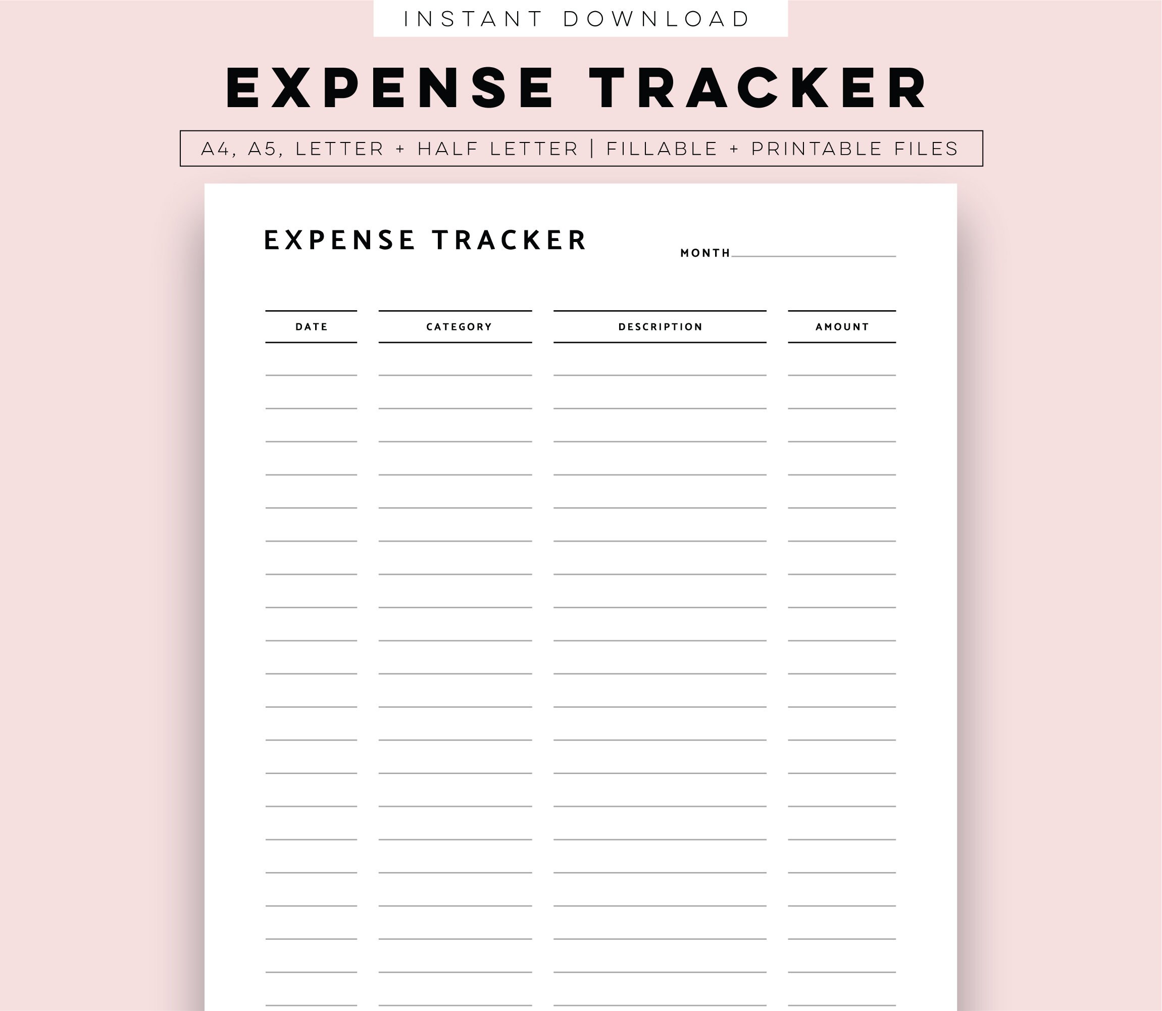 Expense Tracker Printable, Monthly Expenses Organiser Planner Inserts ...