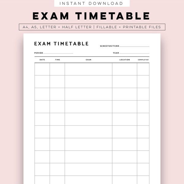 School Timetable Printable - Etsy