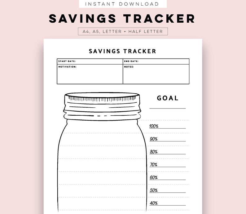 Mason Jar Savings Tracker Printable, Savings Tracker Organiser Planner ...