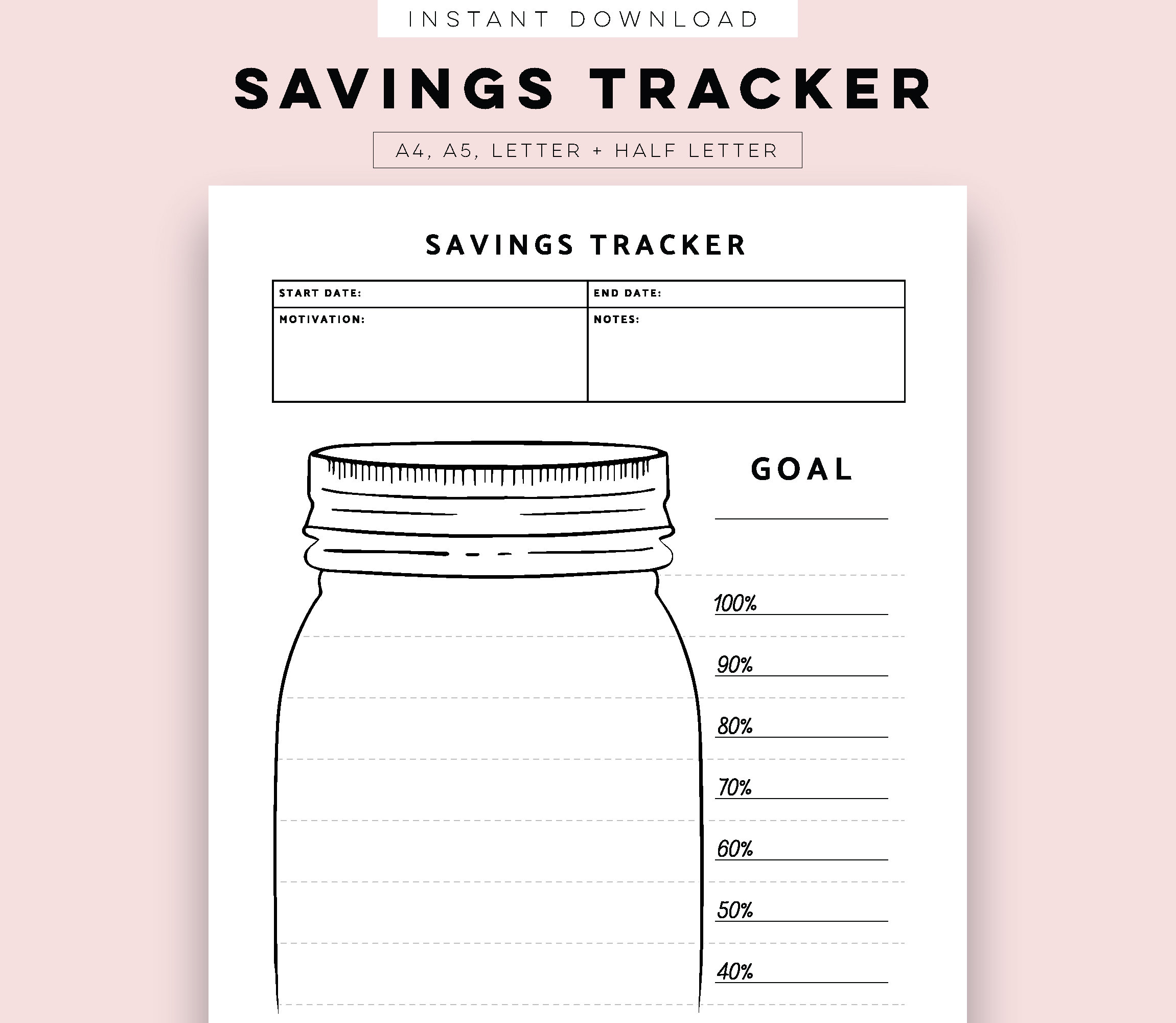 Mason Jar Savings Tracker Printable, Savings Tracker Organiser Planner ...