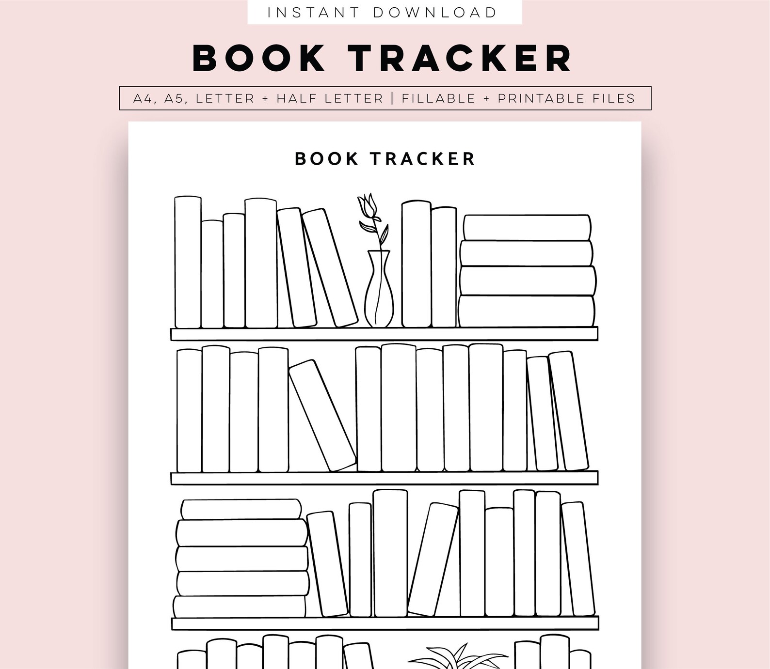 Book Shelf Printable, Books to Read, Book Tracker Planner Inserts A5 ...