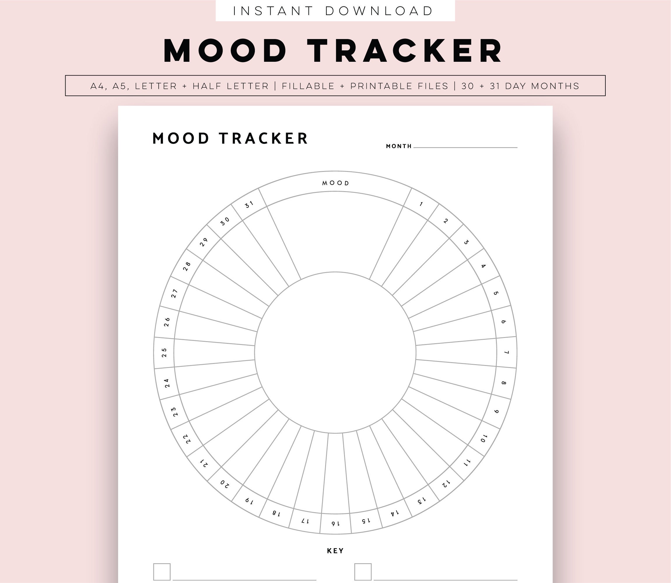 Circle Mood Tracker Printable Monthly Mood Tracker Organiser - Etsy