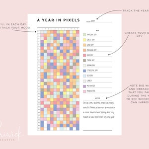 A Year in Pixels Printable Yearly Mood Tracker, Year in Pixels Planner ...