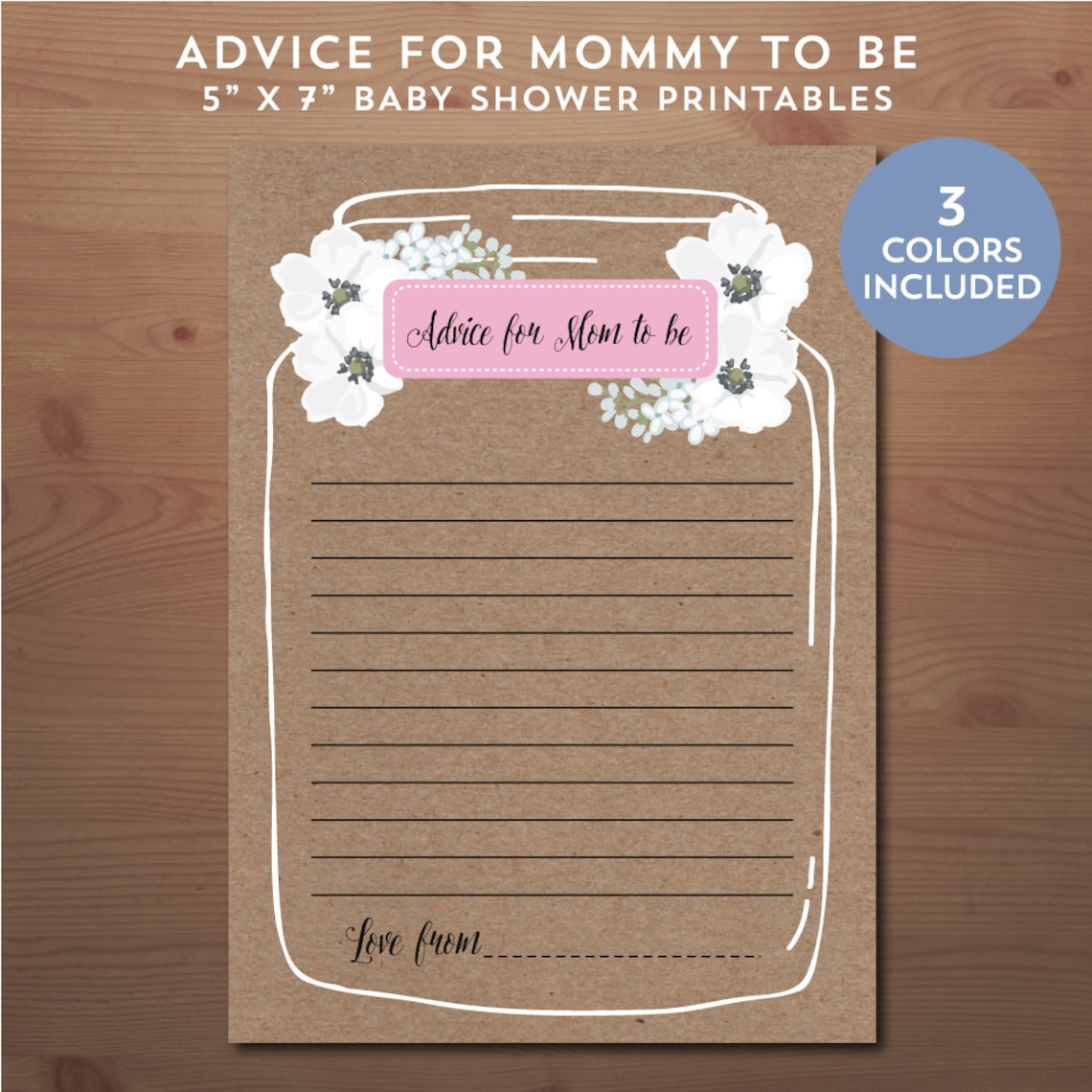 Advice for Mommy to Be Printable, 5 X 7 Baby Shower Printable, Baby ...