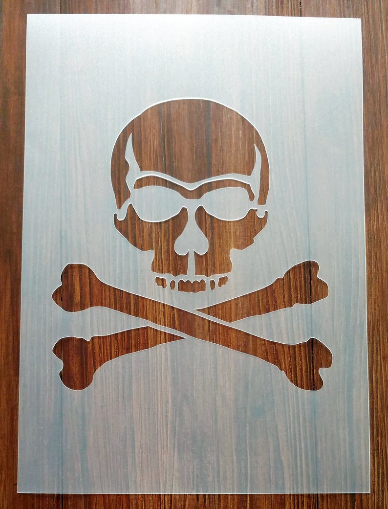 Skull and Crossbones Pirate Flag Jolly Roger Stencil Mask Reusable PP ...