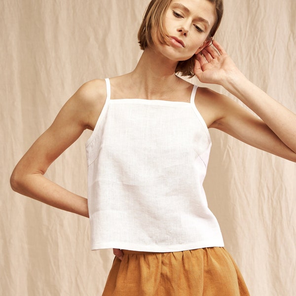 White Linen Tank - Etsy