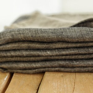 Black Softened Linen Throw, Linen Throw Blanket, Grey Throw, Fringed ...