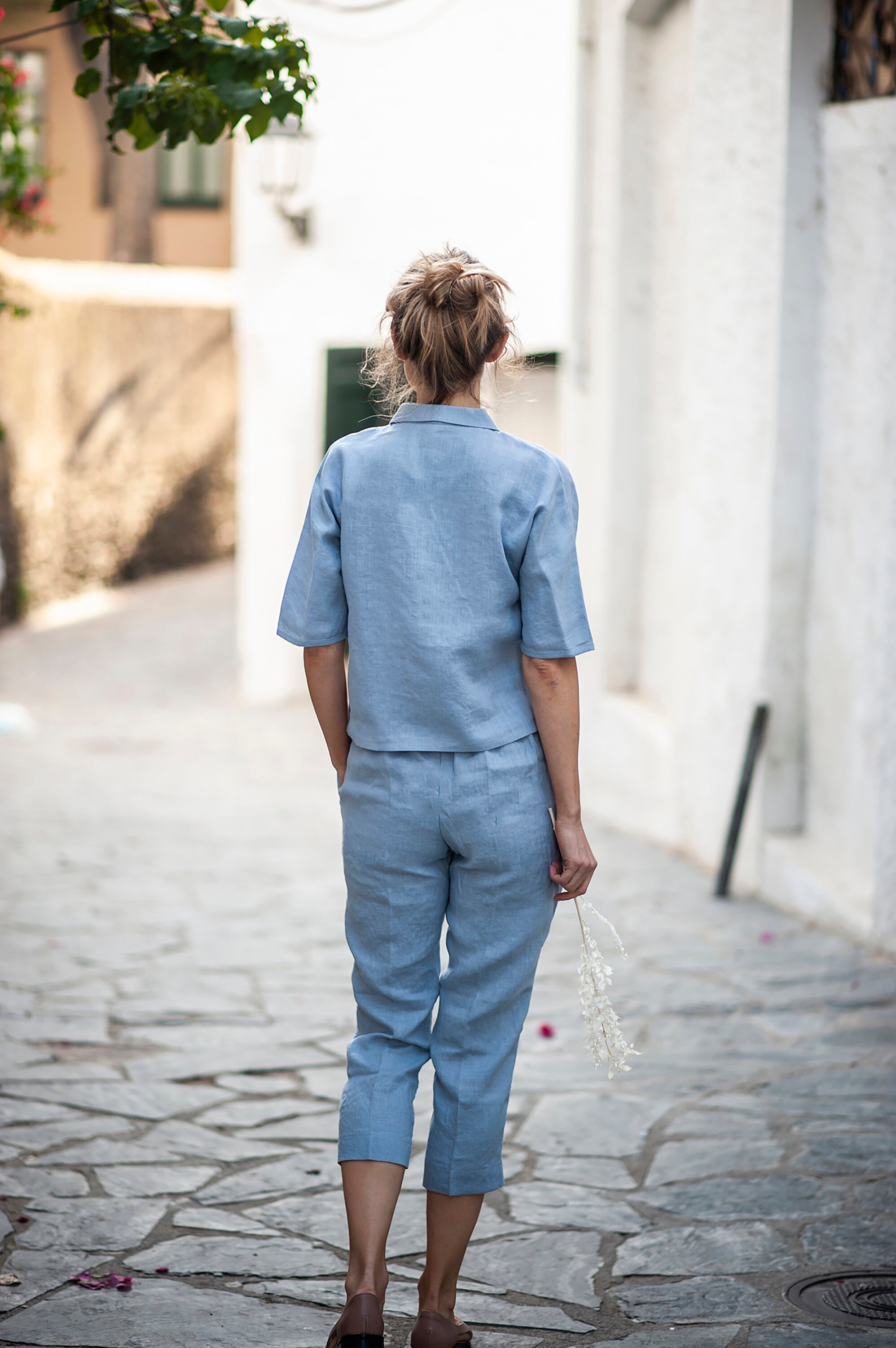 Double Breasted Linen Shirt SALMA Linen Shirt Short Sleeves - Etsy UK