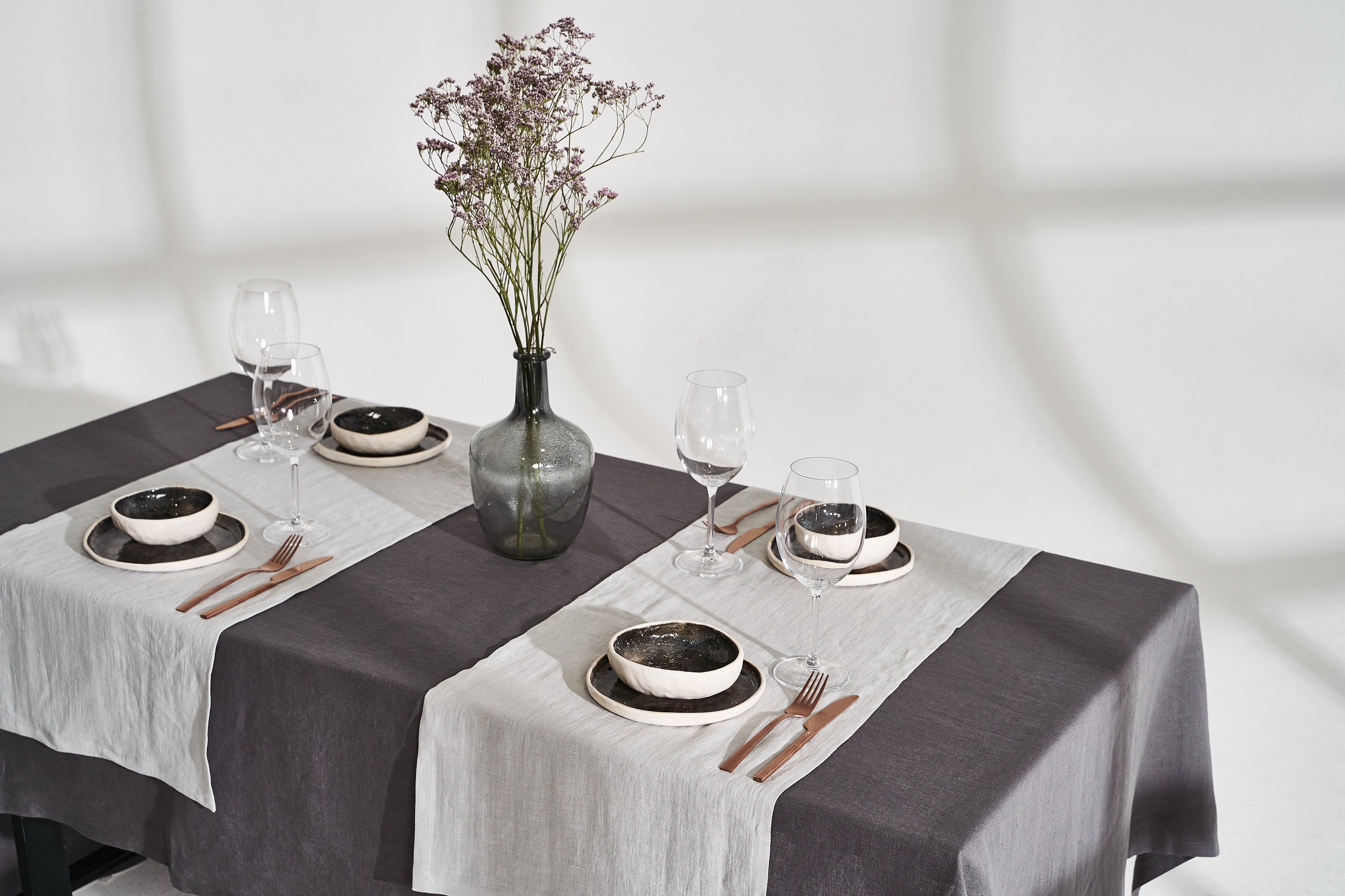 Linen table runner in various colors Softened linen table | Etsy