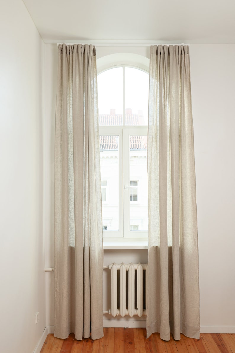 Set of 2 Linen Curtain Panels Rod Pocket Curtains | Etsy