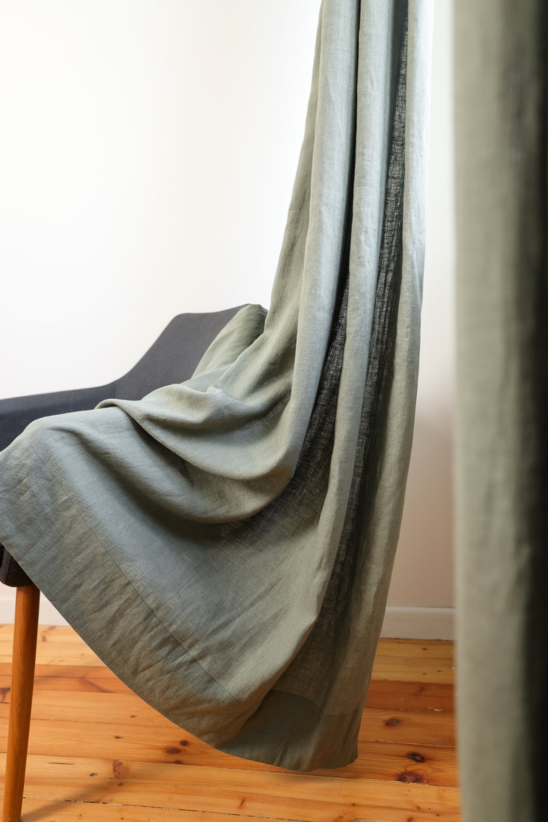 Set of 2 Linen Curtain Panels Rod Pocket Curtains - Etsy